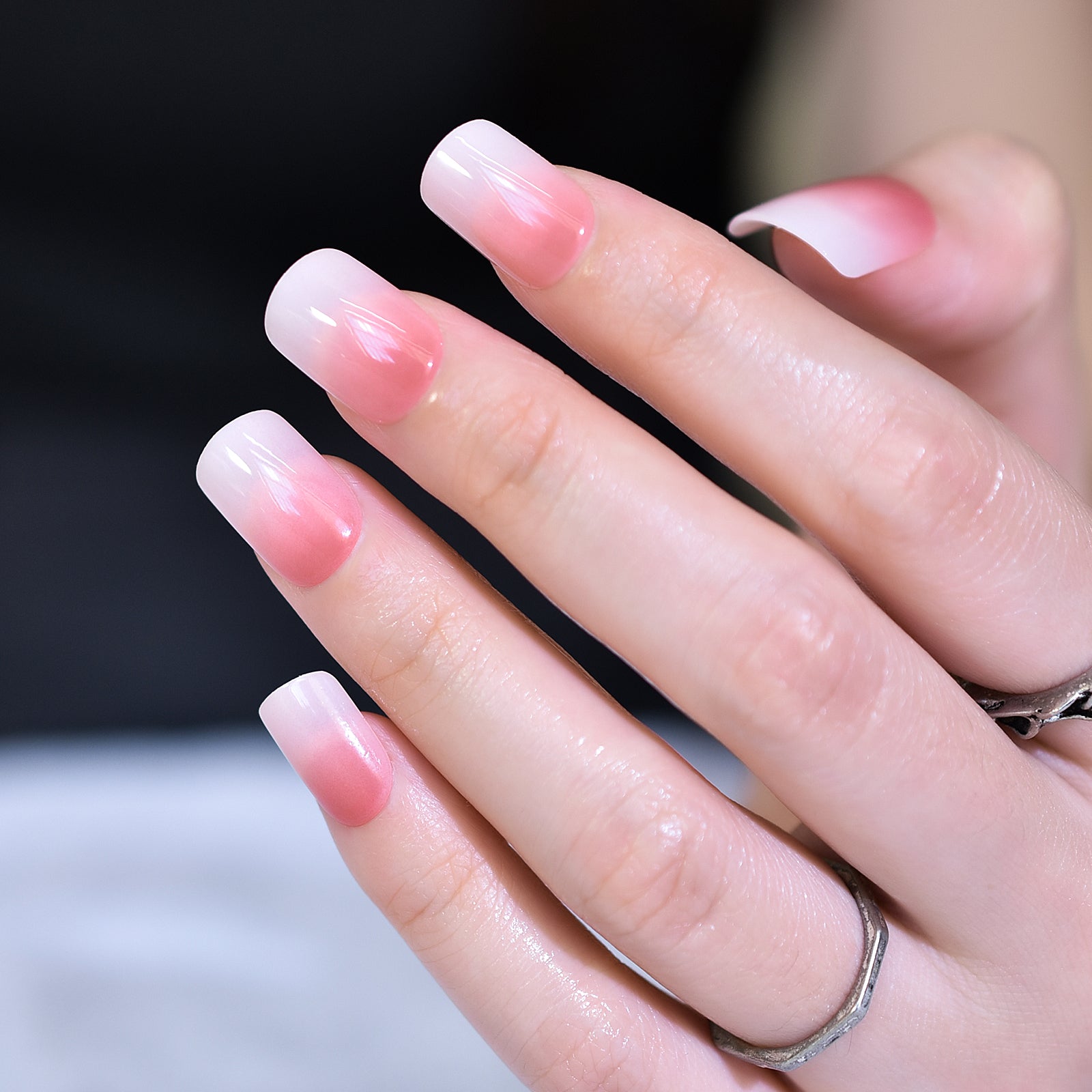 Shop Ombre Red - Medium Square - Press on Nails – Vegan, Clean ...